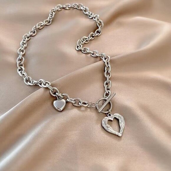 Jewelry | 925 Silver Filled Heart Love Angel Wings Pendant Chain Toggle ...